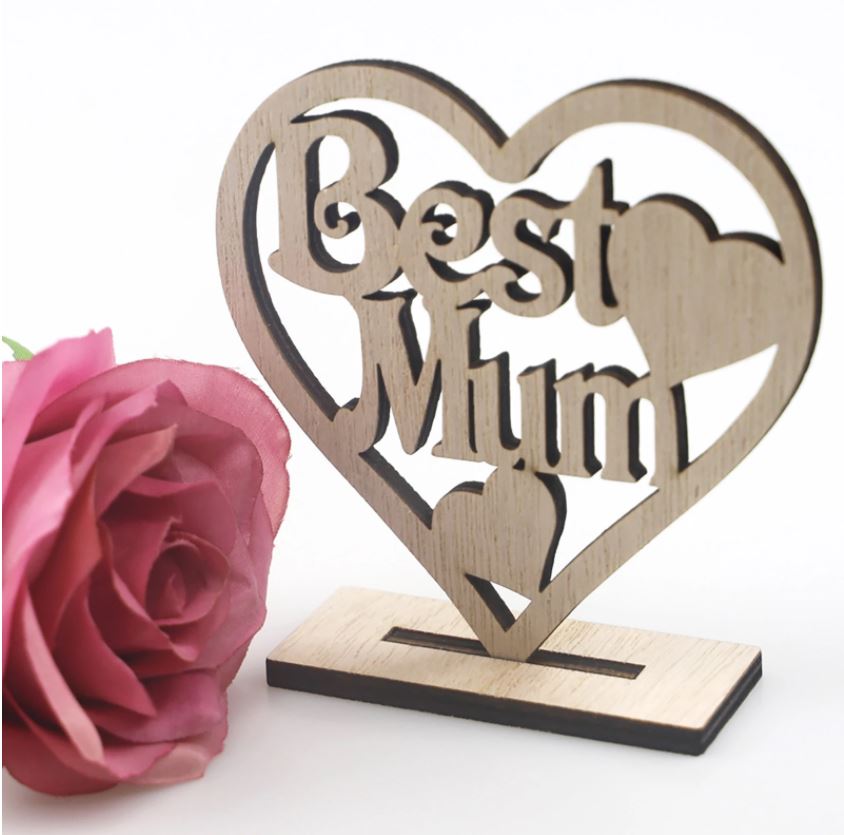 Best Mum - Wooden Heart-Shaped Hollow Woodblock – playspy